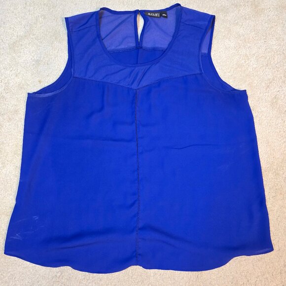 A.N.A. A New Approach | Tops | Royal Blue Tank With Sheer Top | Poshmark